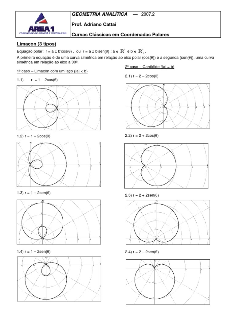 Curvas Polares | PDF | Espaço | Topologia diferencial