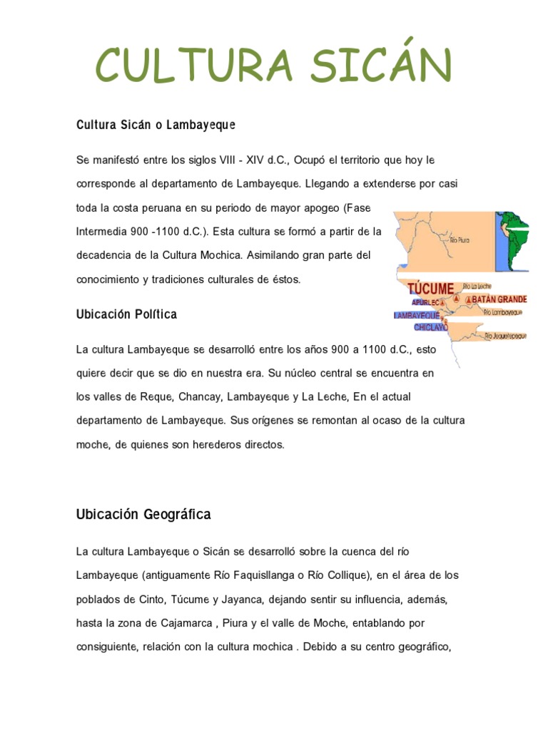 Cultura Sicán: Ubicación y Características | PDF | Arqueología ...
