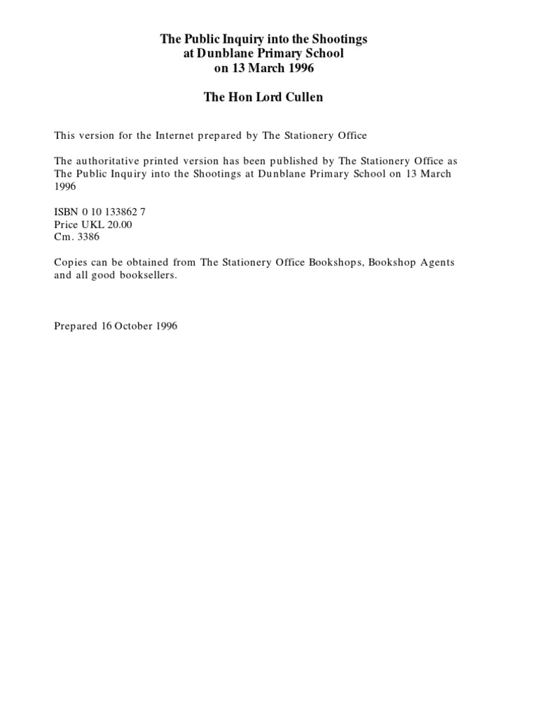 Cullen Report | PDF | Handgun | Police