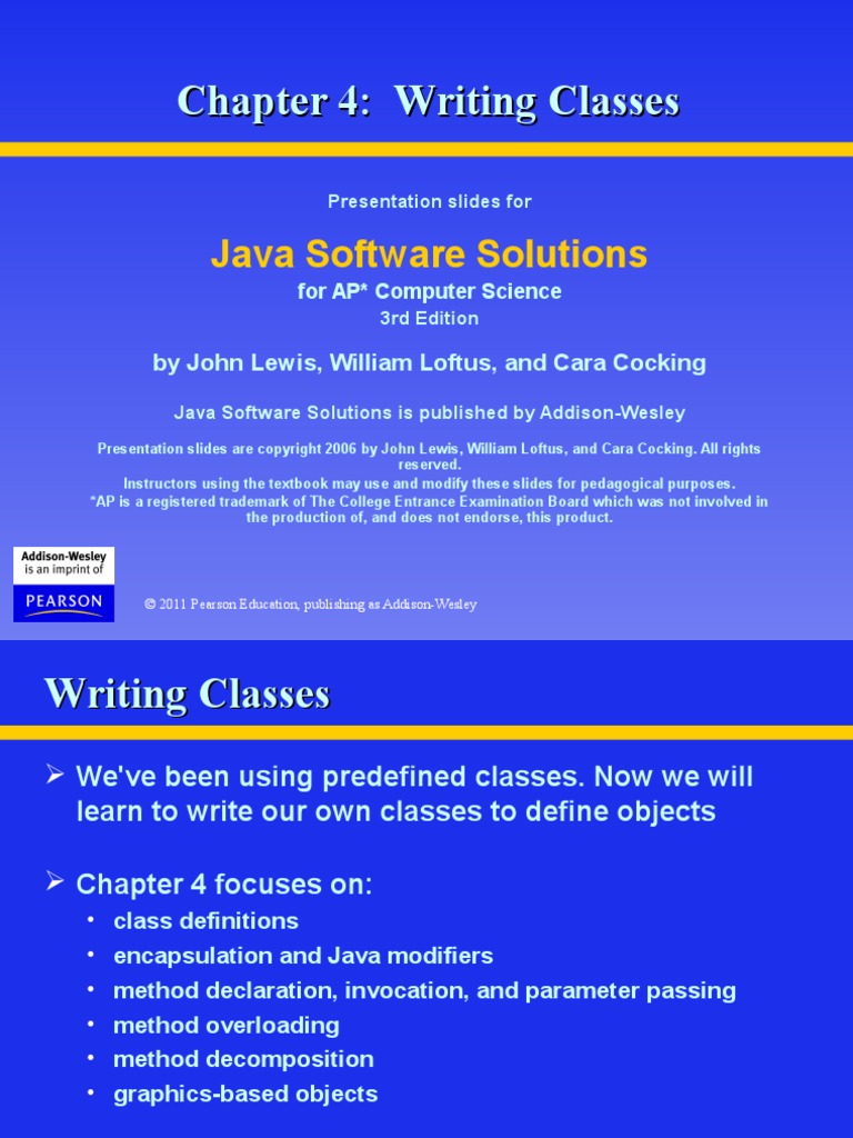 Chapter 4 Writing Classes Pdf Method Computer Programming Class Computer Programming