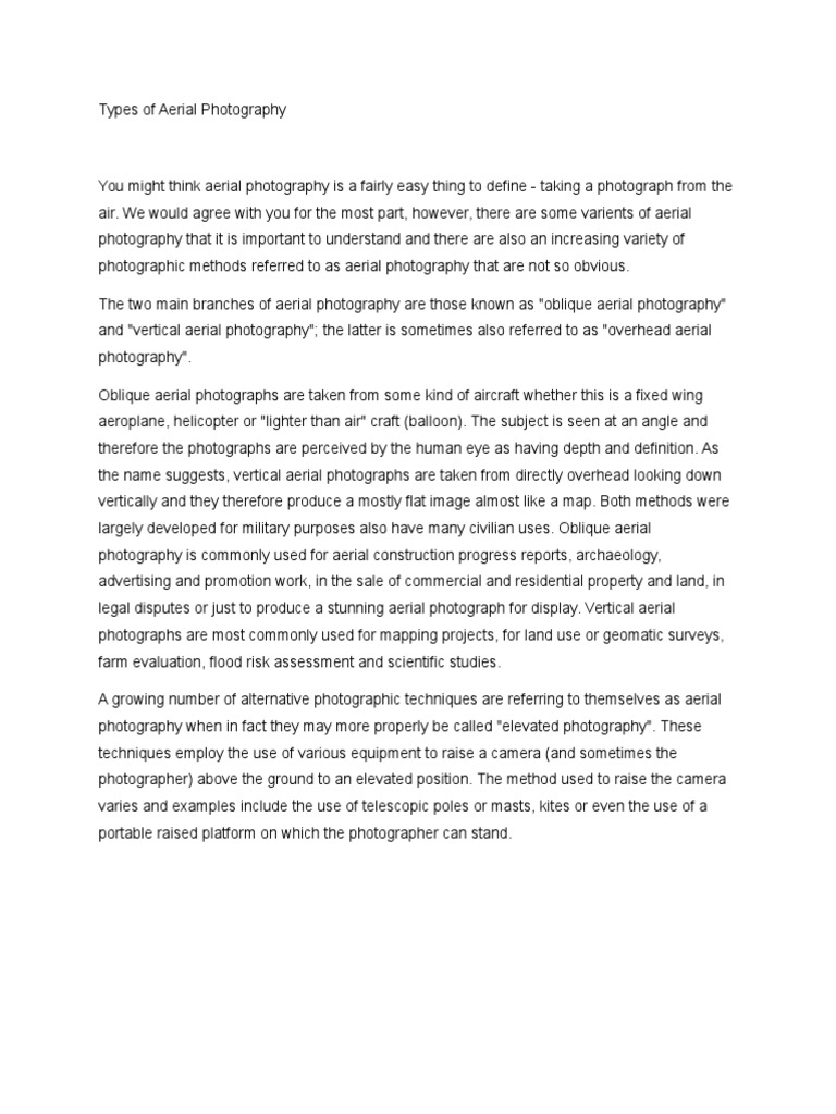 Types of Aerial Photography Explained | PDF | Aerial Photography ...