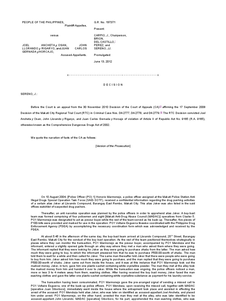 RA 9165 Case New | Arrest | Acquittal