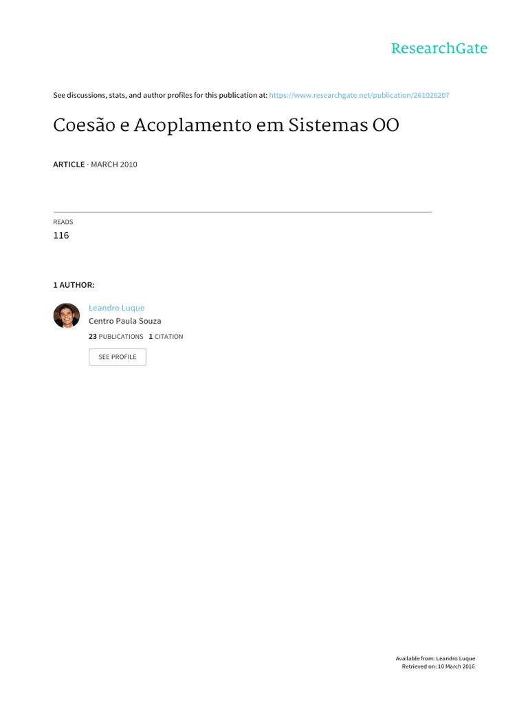 Java Magazine Coesão e Acoplamento em Sistemas OO (Orientados A Objetos ...