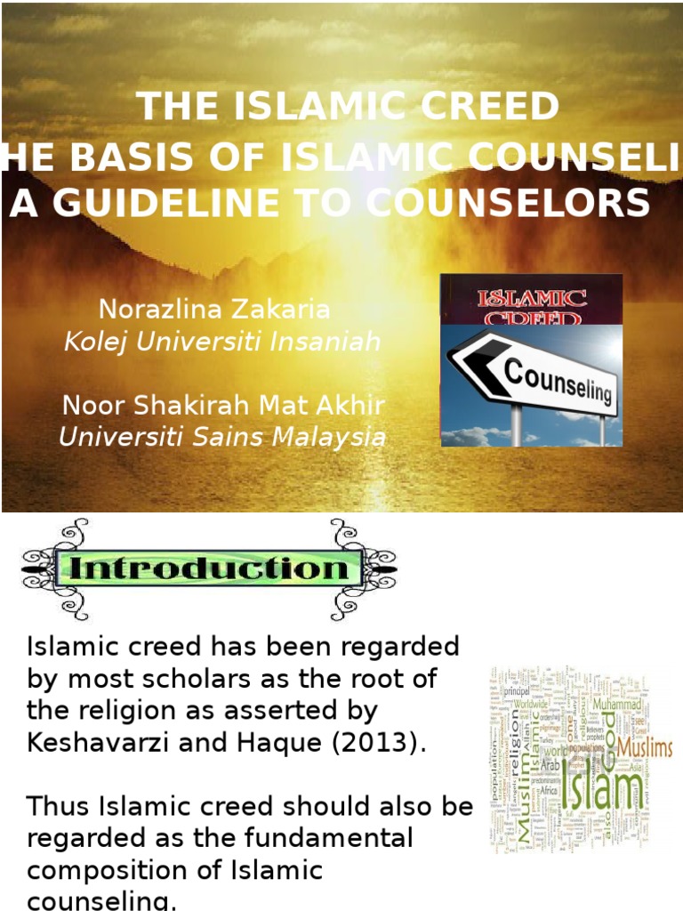 The Islamic Creed As The Basis of Islamic Counseling | PDF | Creed ...