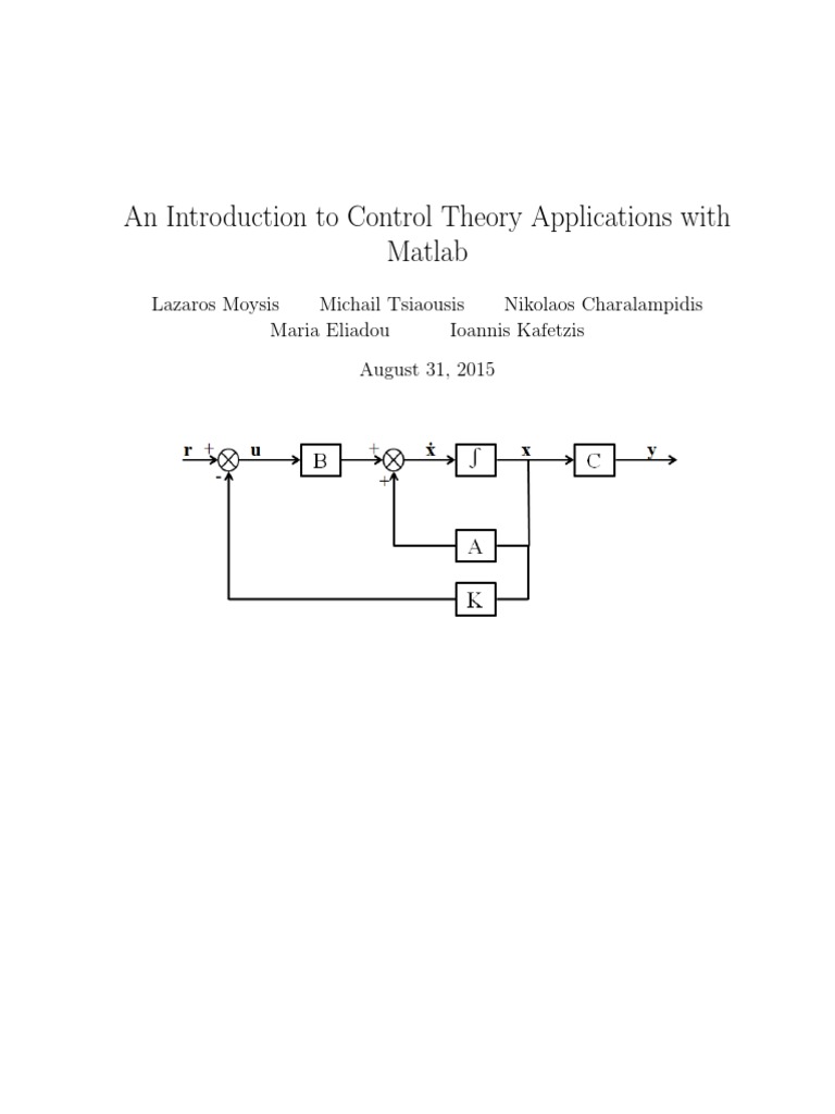 An Introduction To Control Theory Applications With Matlab | PDF | Polynomial | Matrix (Mathematics)