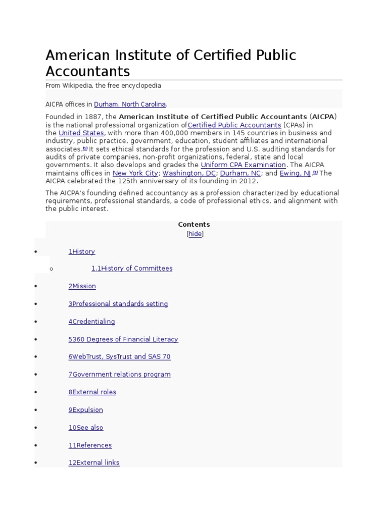 American Institute of Certified Public Accountants: From Wikipedia, The ...