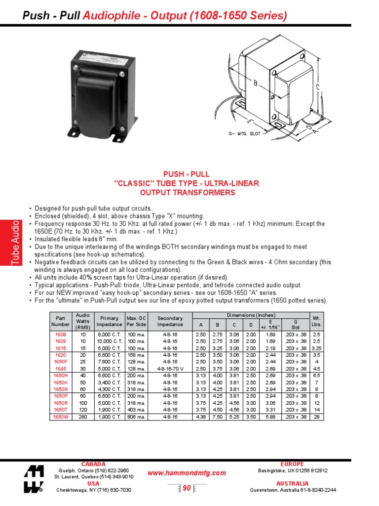Classic" Tube Type - Ultra-Linear Output Transformers | Transformer ...
