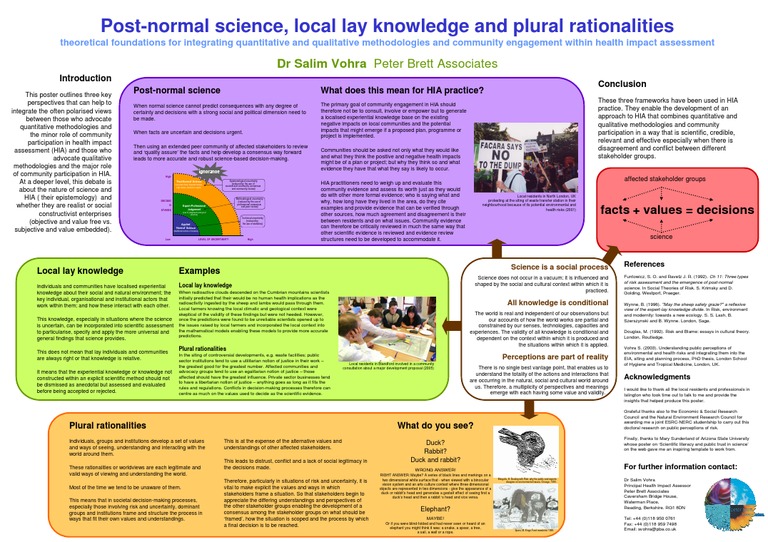 Post-Normal Science, Local Lay Knowledge and Plural Rationalities | PDF ...