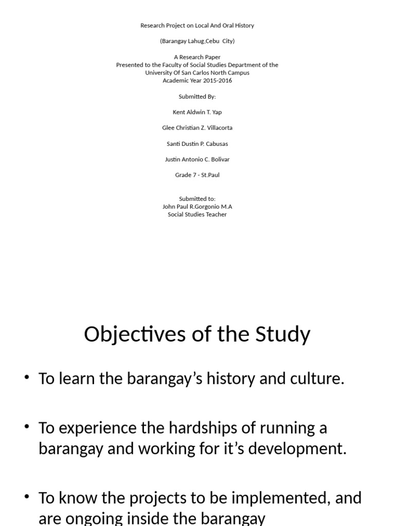 Research Project On Local and Oral History-1 | PDF