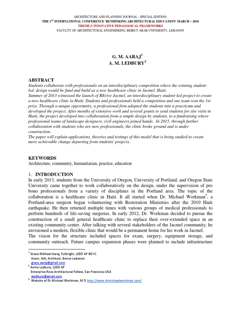 Curriculum Toolkit For A New Generation of Public Interest Designers: Haiti Jacmel Clinic Case ...