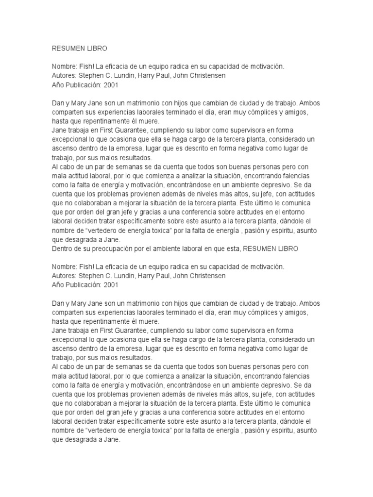 Resumen Libro Fish | PDF | Cliente | Science