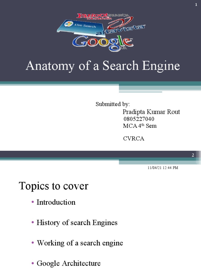 Anatomy of A Search Engine: Pradipta Kumar Rout | PDF | Search Engine ...