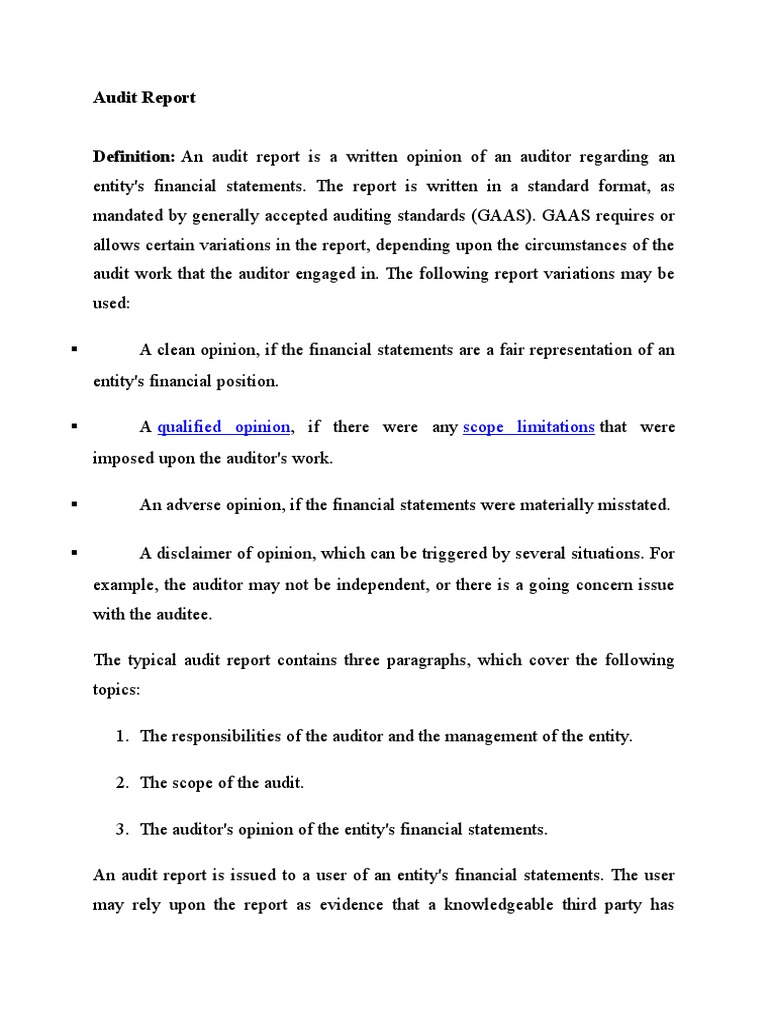 Anatomy of an Audit Report: Understanding the Key Elements and ...
