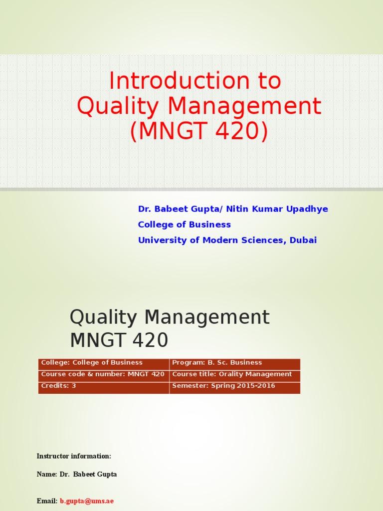 Quality Management Introduction | PDF | Quality Management | Competence ...