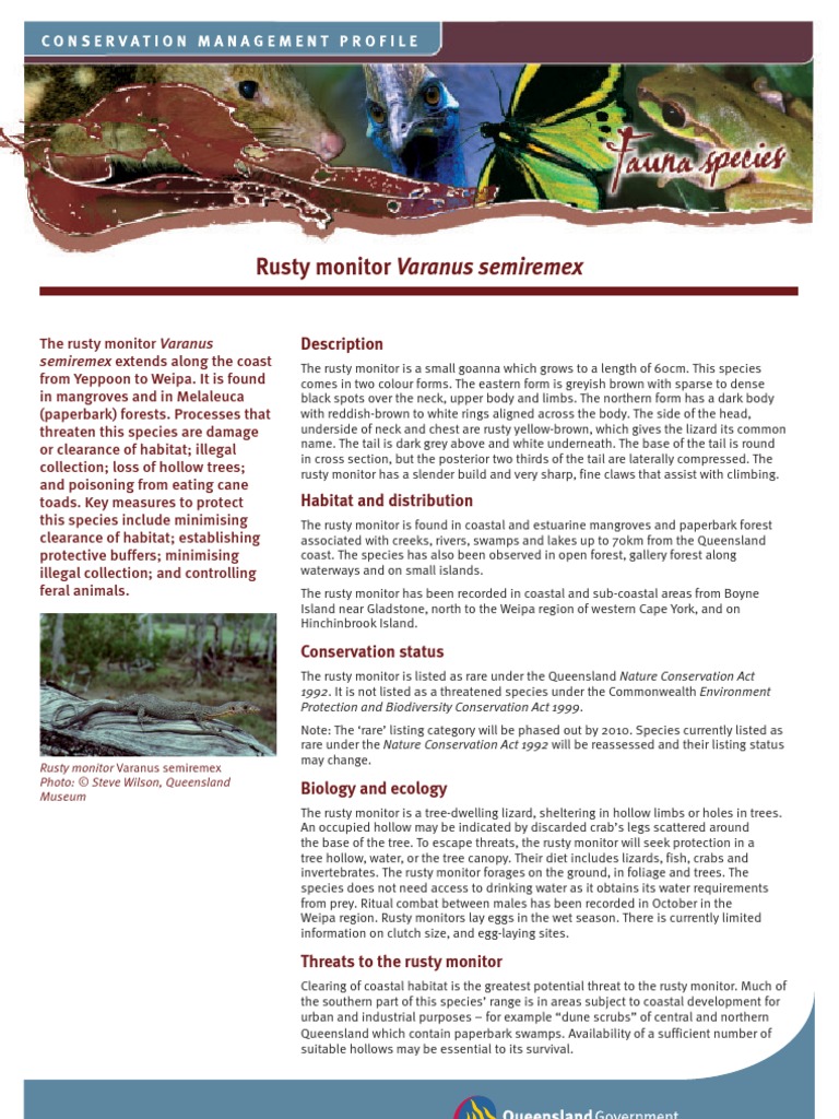 Rusty Monitor | PDF | Habitat | Conservation Biology