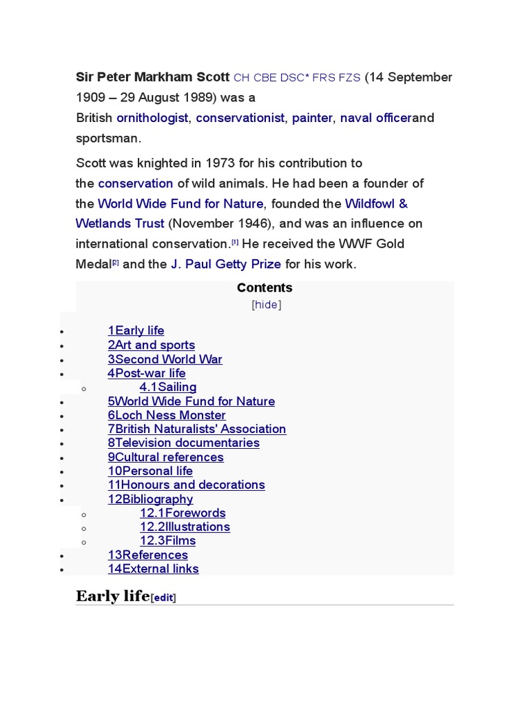 Sir Peter Markham Scott | PDF | Armed Conflict | Nature