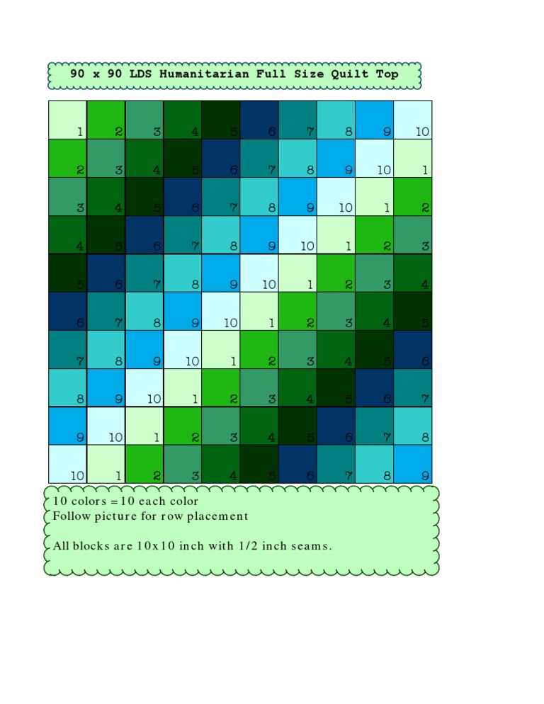 90 X 90 LDS Humanitarian Full Size Quilt Top | PDF