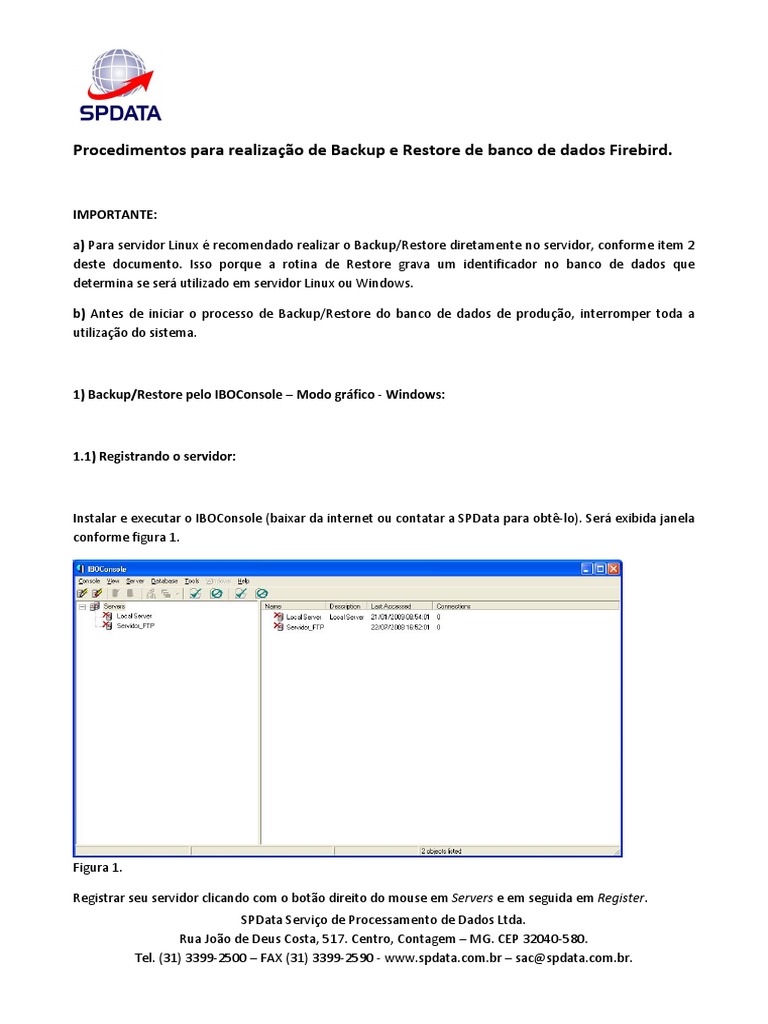 Firebird Backup E Restore Pdf Cópia De Segurança Servidor Informática