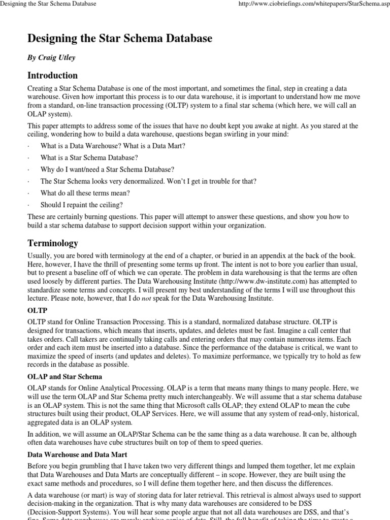 Star Schema Database Design Guide | PDF | Data Warehouse | Database Index