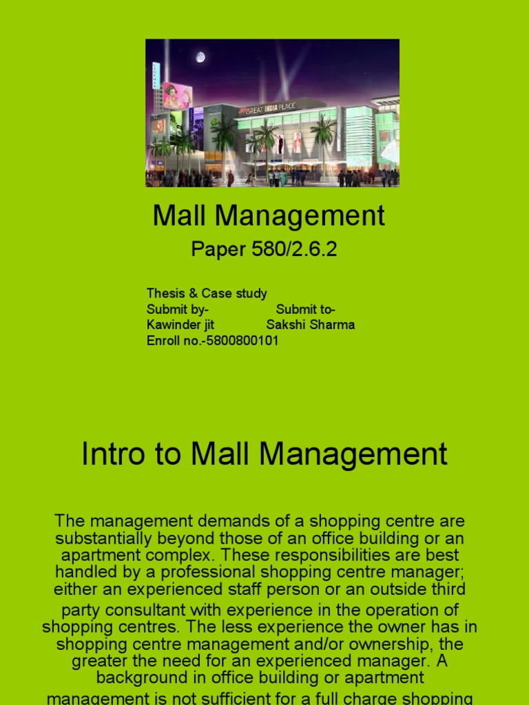 Mall Management | PDF | Lease | Business