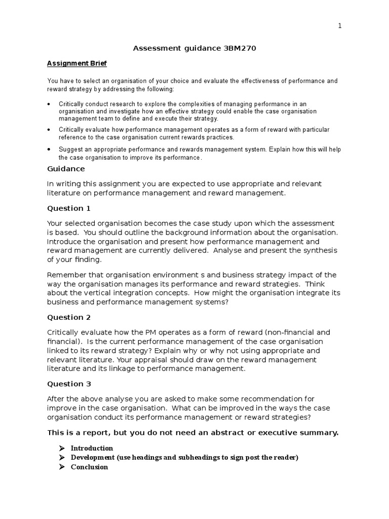 Assessment Guidance 3BM270 Assignment Brief | PDF