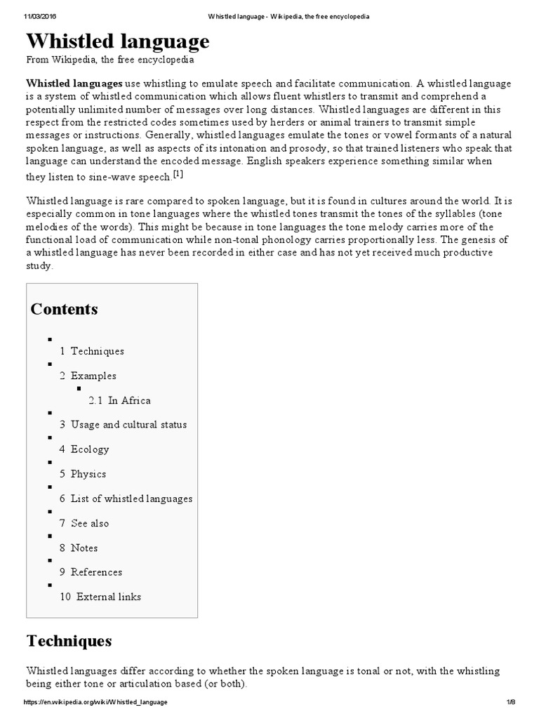 Whistled Language - Wikipedia, The Free Encyclopedia | Human Voice ...