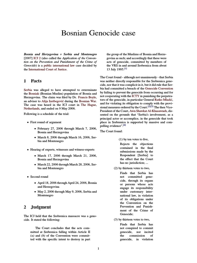 Bosnian Genocide Case | PDF | International Criminal Law | Human Rights ...