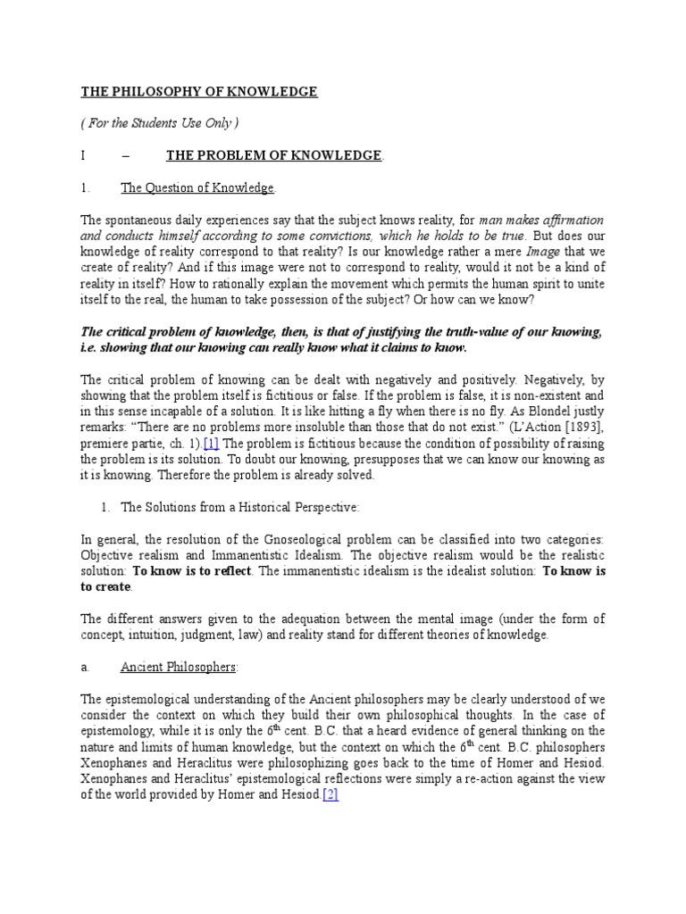The Philosophy of Knowledge | PDF | Idea | Epistemology