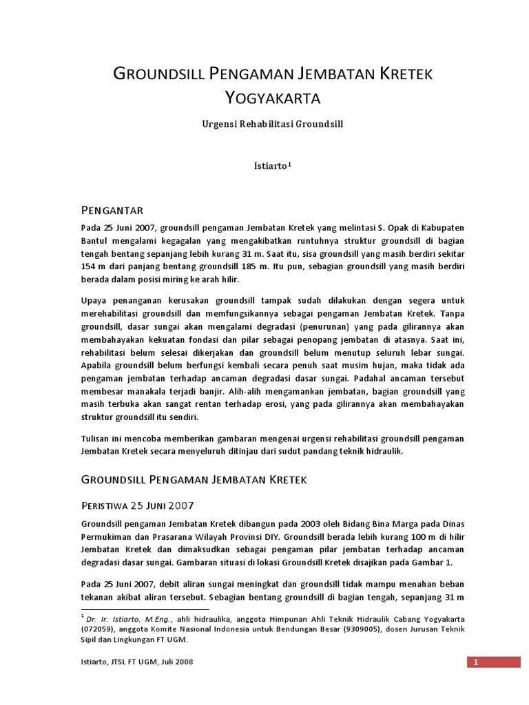 Groundsill Pengaman Jembatan Kretek Yogyakarta Rev-2 | PDF