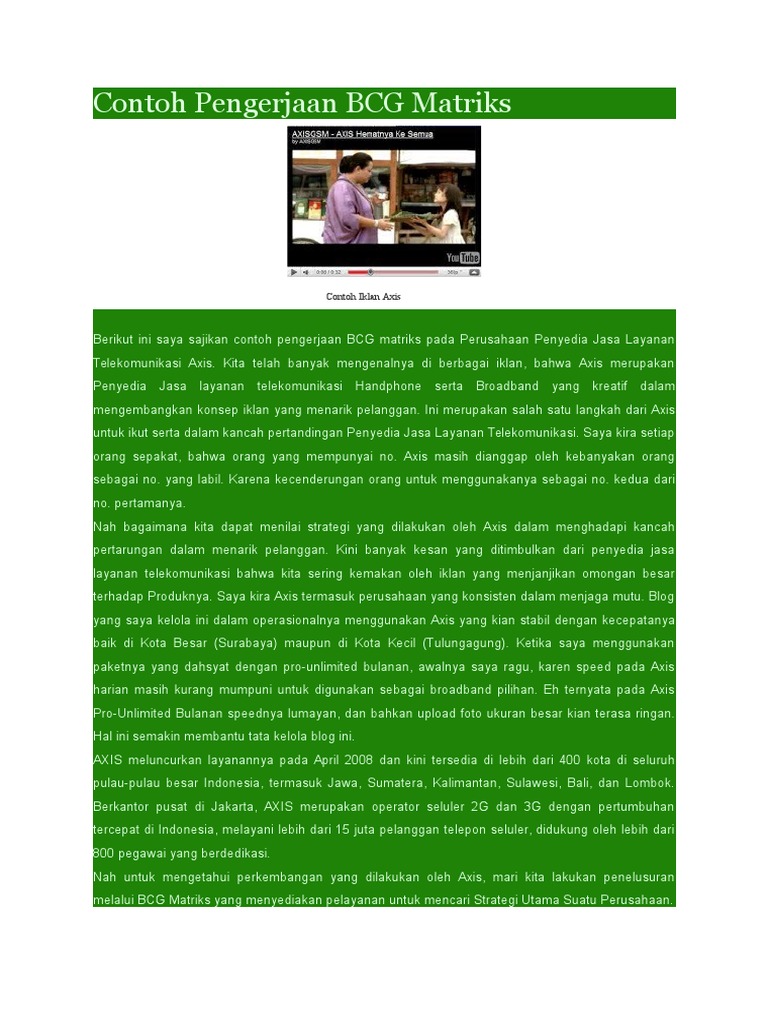 Contoh Pengerjaan BCG Matriks | PDF