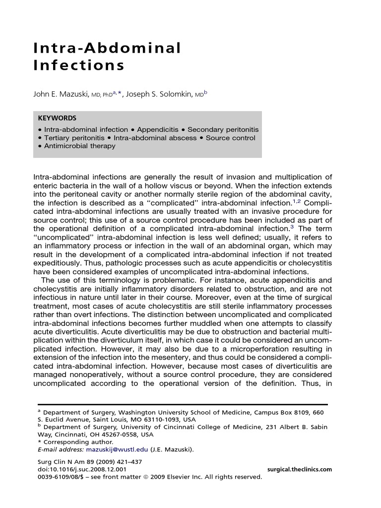 Intraabdominal Infections | Infection