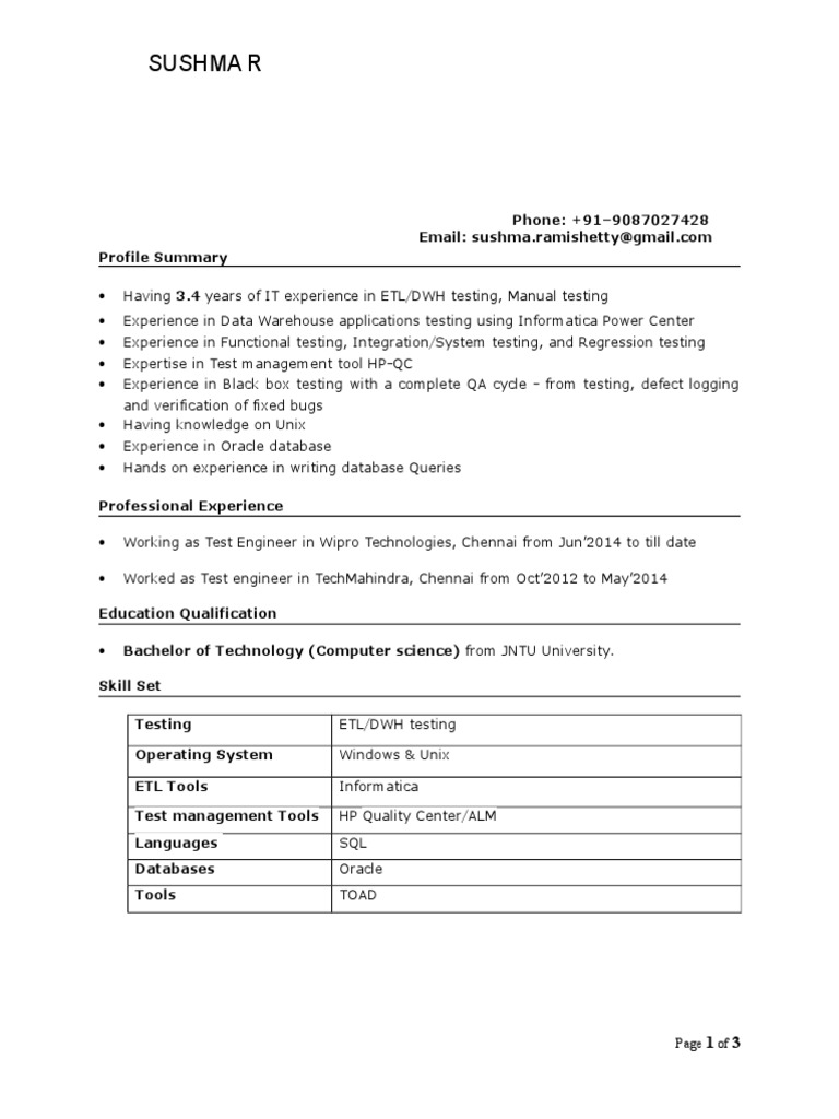 Sushma Resume | Download Free PDF | Oracle Database | Databases
