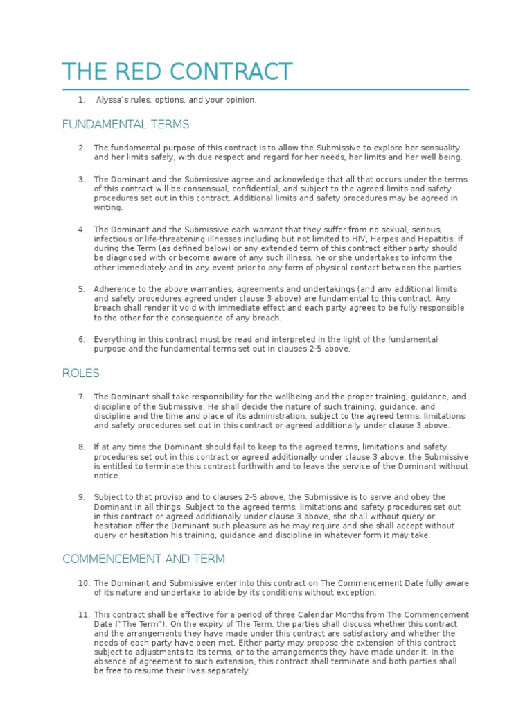 The Red Contract | PDF | Bdsm | Fellatio