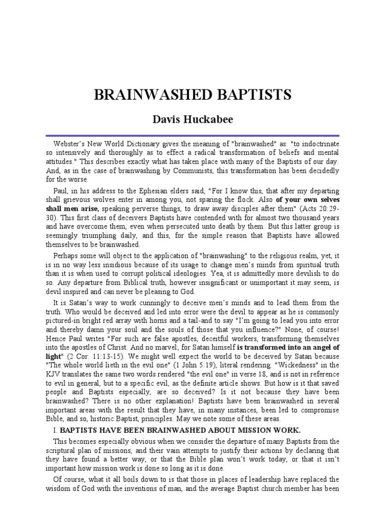 Brainwashed Baptists | Download Free PDF | Christian Church | Antichrist