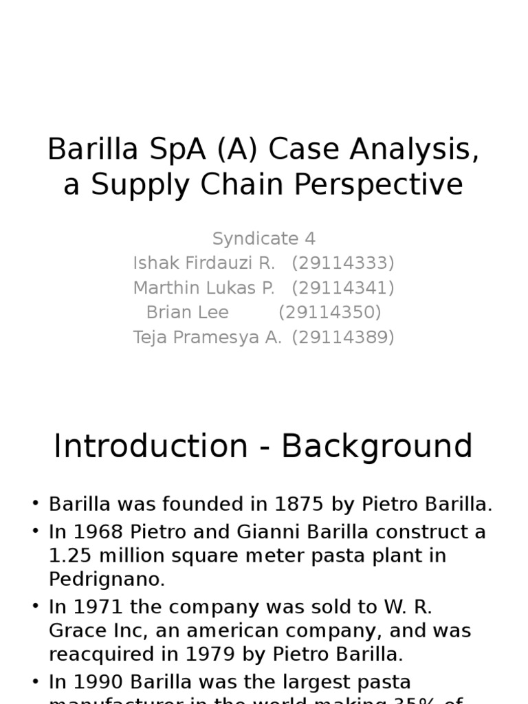 Barilla SpA Case Analysis | PDF | Pasta | Sales
