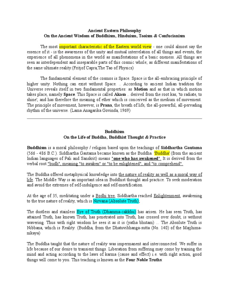 Ancient Eastern Philosophy | PDF | Four Noble Truths | Noble Eightfold Path