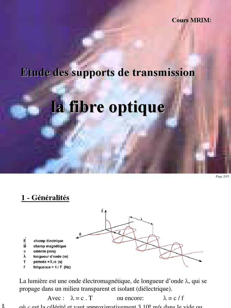Cours Fibre Optique | PDF | Fibre optique | Indice de réfraction