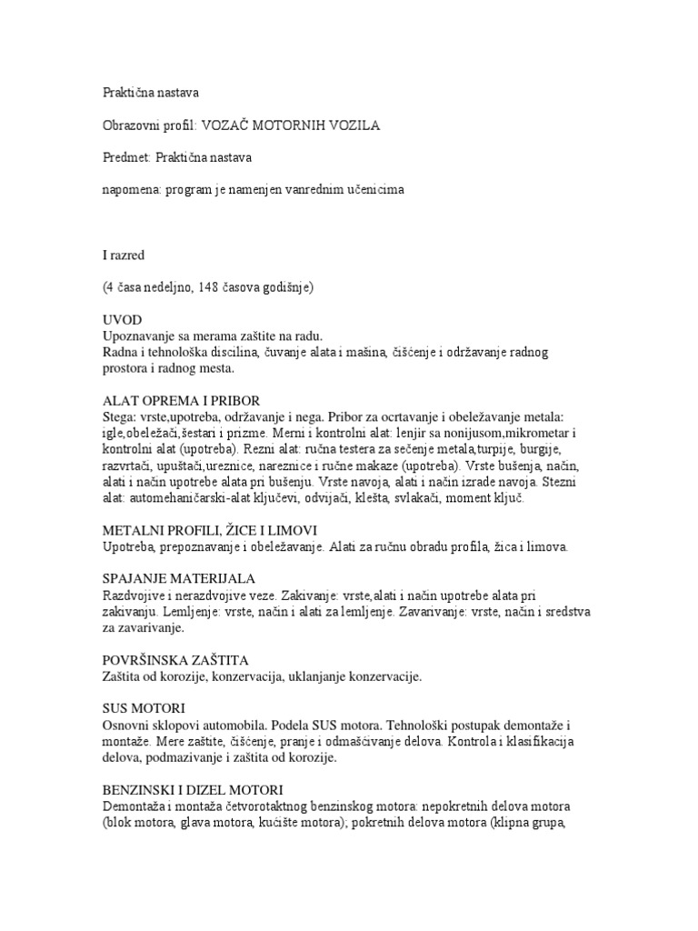 Prakticna Nastava VMV | PDF