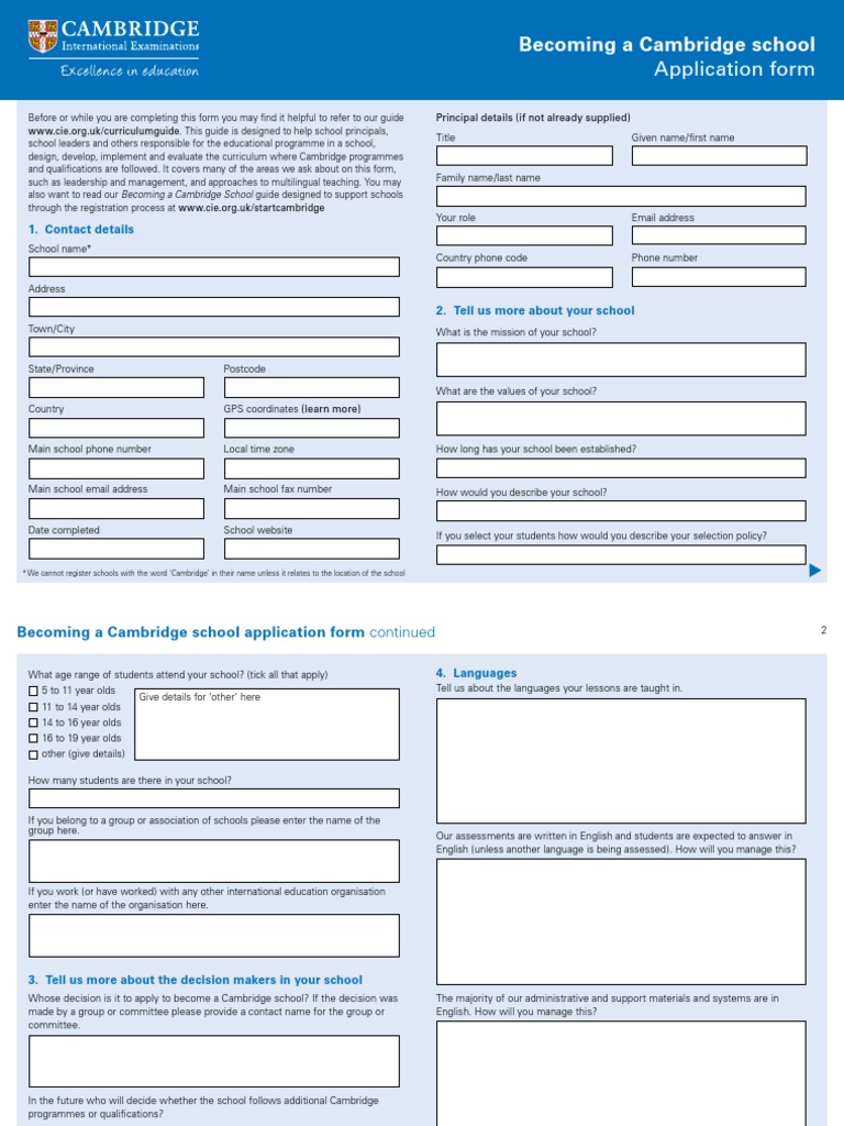 Cambridge Application Form | PDF | University Of Cambridge | Teachers