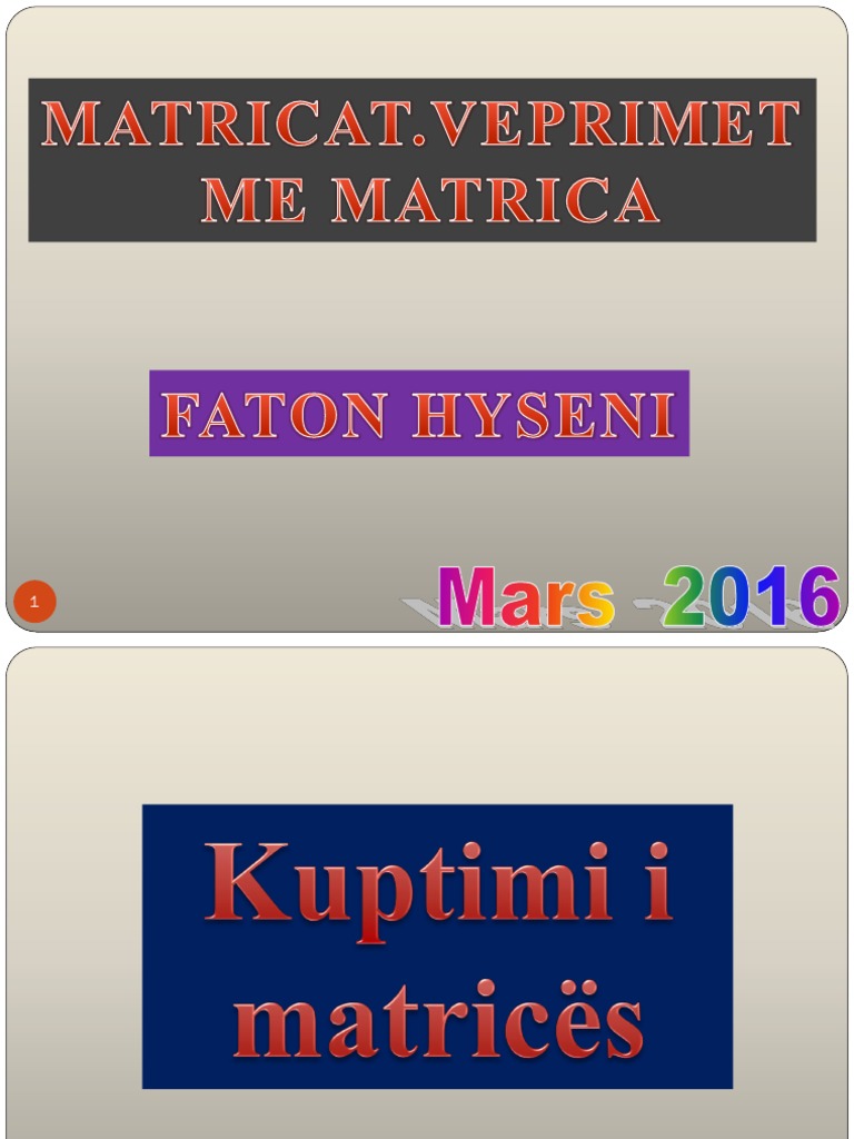 Matricat Veprimet Me Matrica | PDF