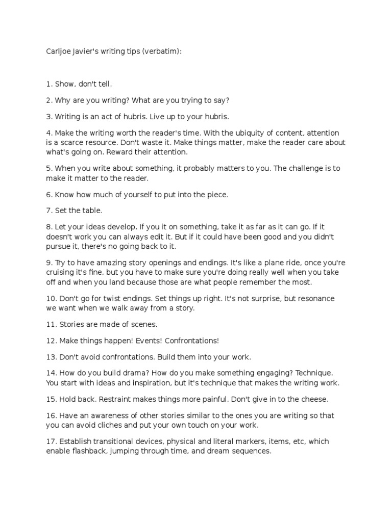 Carljoe Javier's Writing Tips | PDF | Adjective