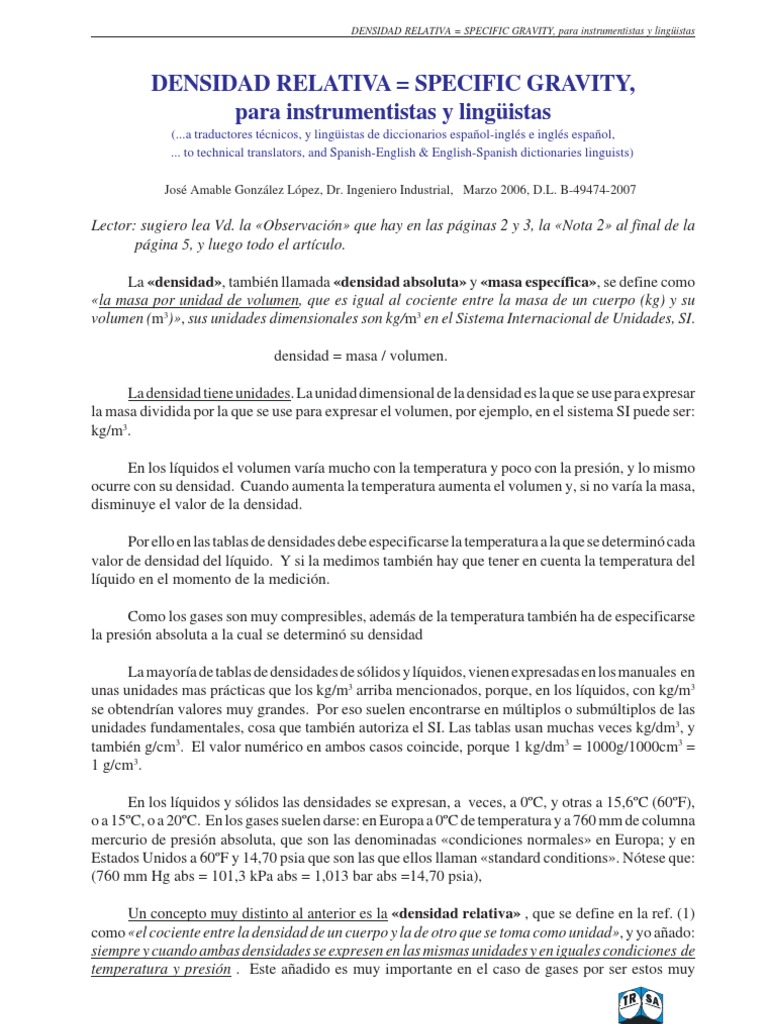 Densidad Relativa | PDF