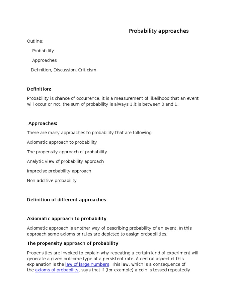 Probability Approaches | PDF | Probability Theory | Probability