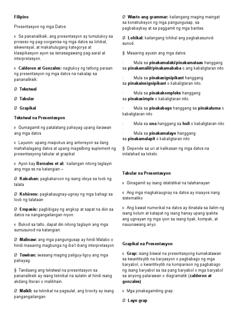Presentasyon at Interpretasyon NG Datos Reviewer | PDF Presentasyon at Interpretasyon NG Datos Reviewer | PDF