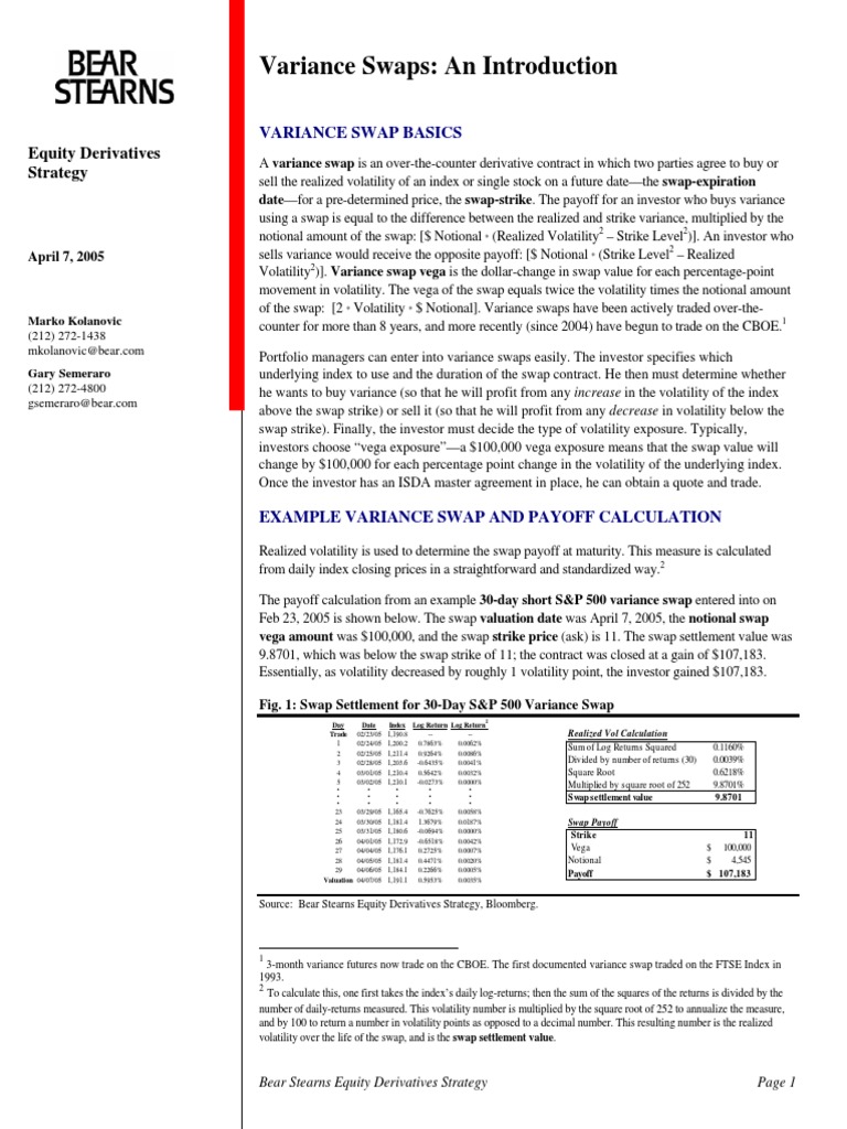 Variance Swaps - An Introduction | PDF | Swap (Finance) | Derivative ...