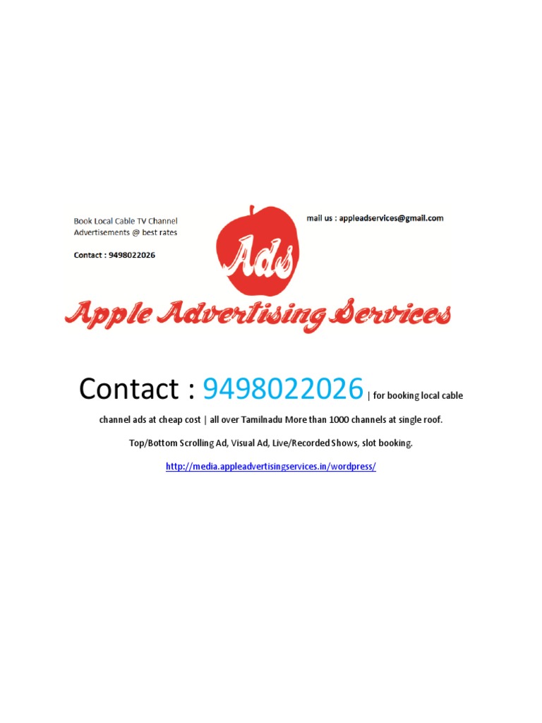 Tamilnadu Cable Ad Solutions | PDF | Television Advertisement | Advertising