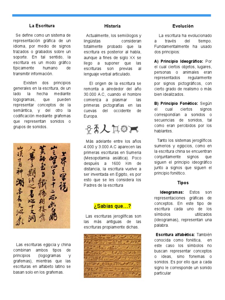 Tríptico La Escritura | PDF | Escritura | Idiomas