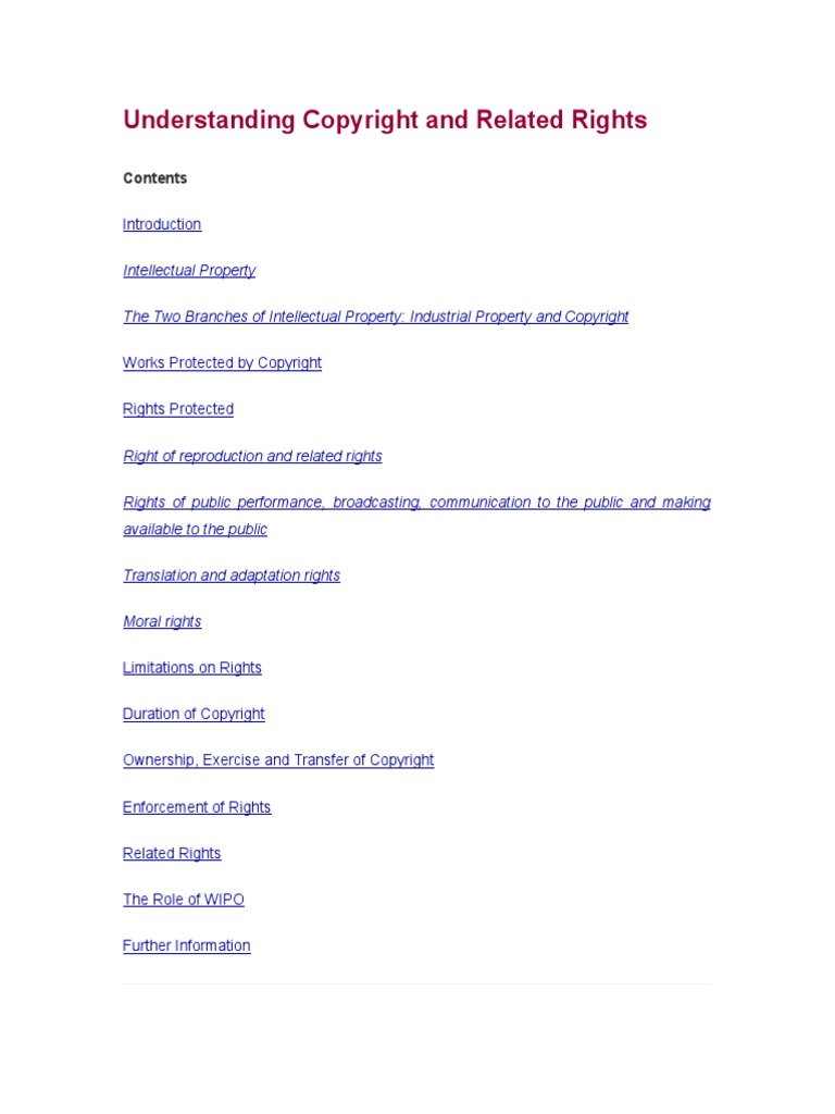 Understanding Copyright and Related Rights | PDF | Intellectual ...