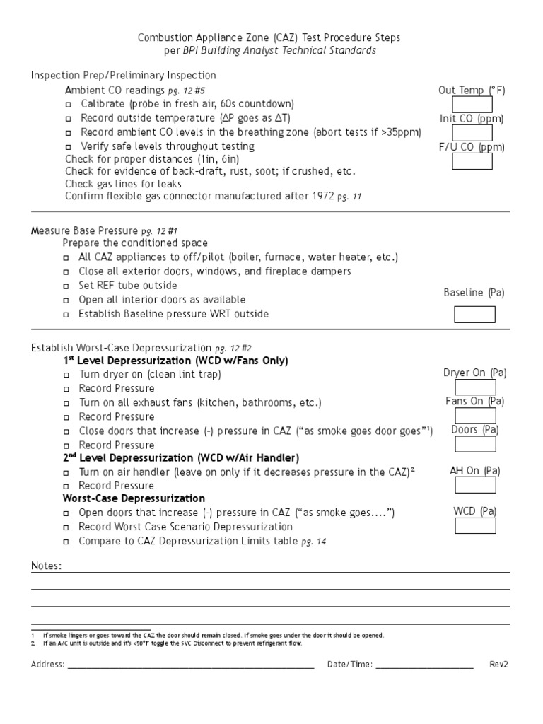 CAZ Test Procedures | PDF | Clothes Dryer | Water Heating