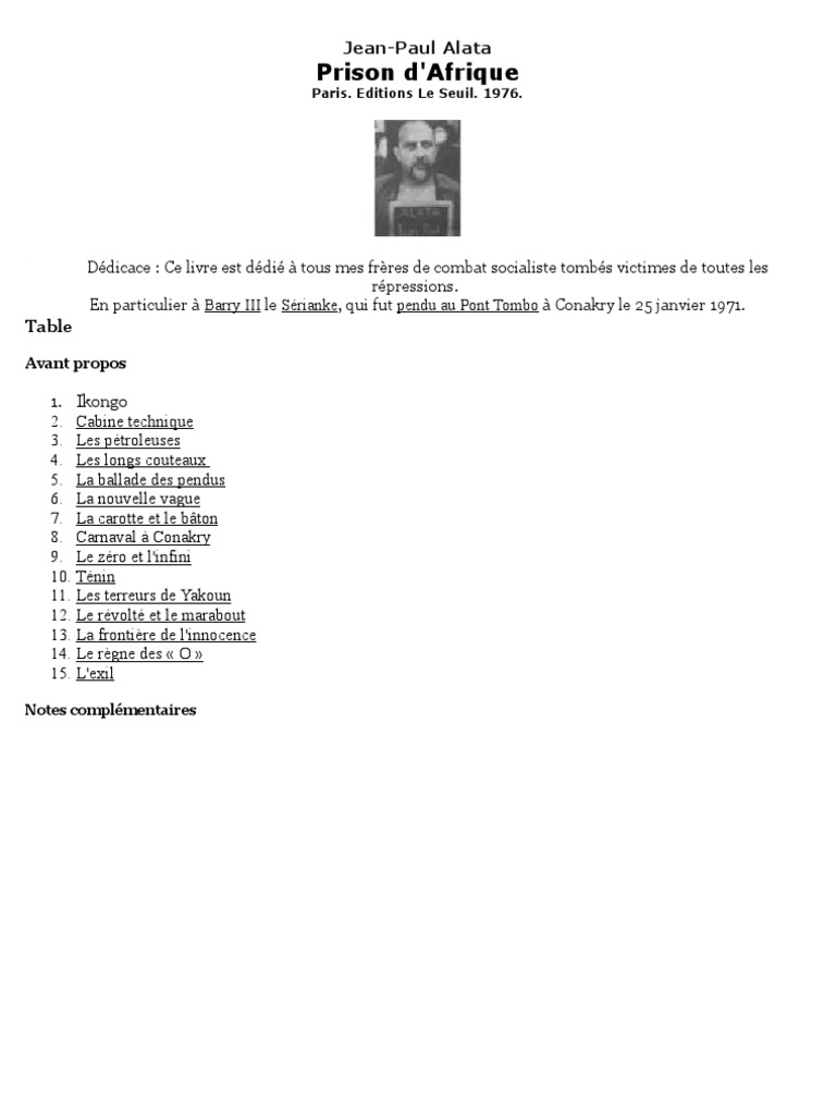 Prison D'afrique - Jean-Paul Alata | PDF | Guinée